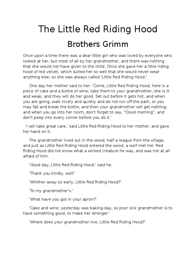 The Little Red Riding Hood | PDF | Little Red Riding Hood