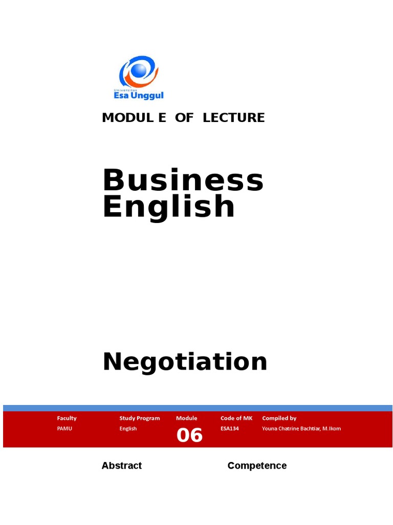 BE - Module 6 | PDF | Negotiation | Nonverbal Communication