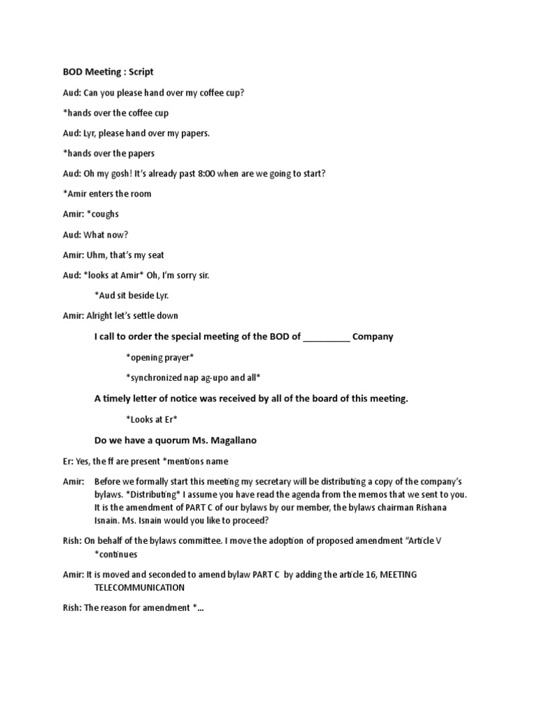 BOD Meeting | PDF | Board Of Directors | Government
