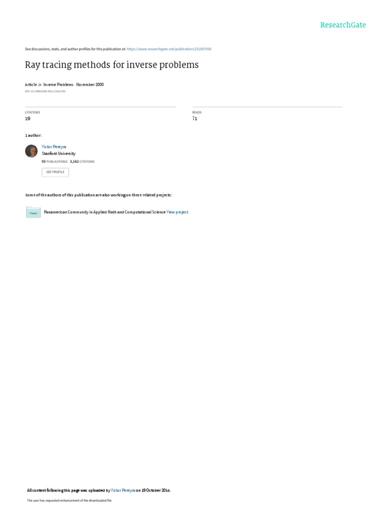 Ray Tracing Methods For Inverse Problems | PDF | Teaching Mathematics
