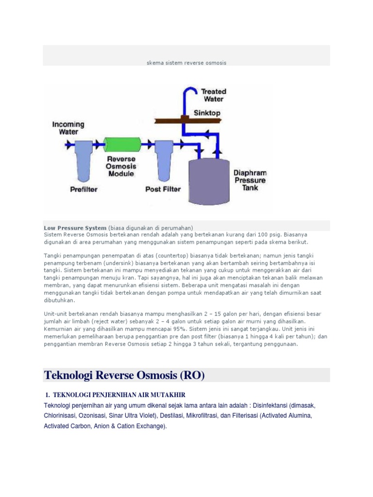 Skema Sistem Reverse Osmosis | PDF