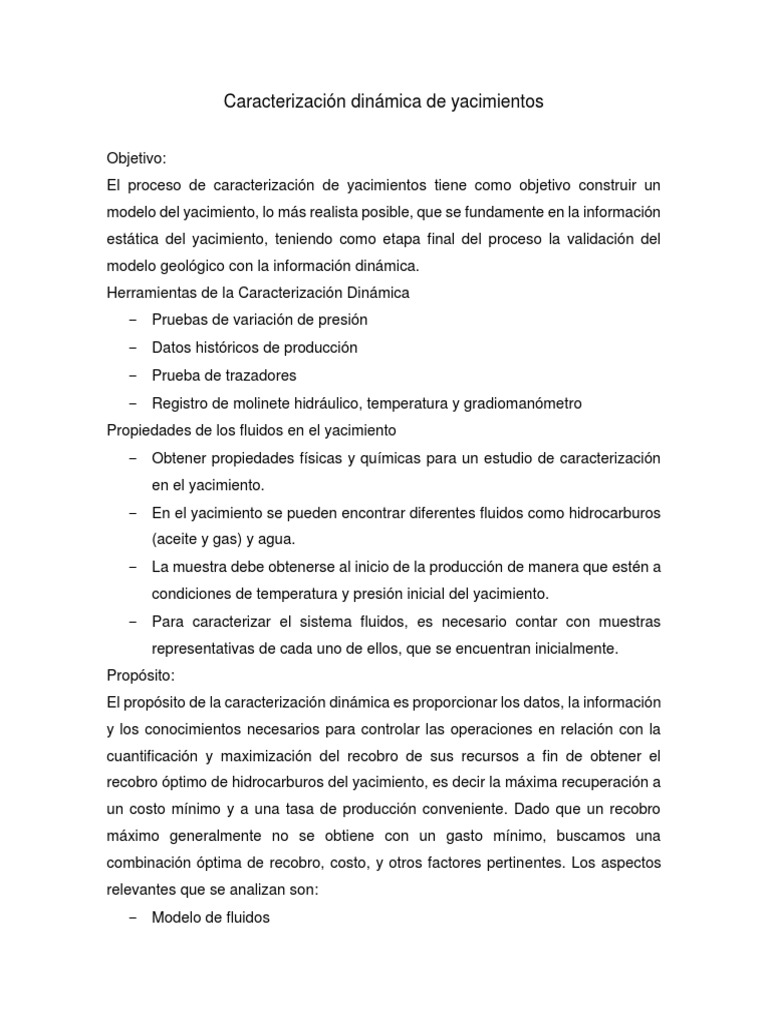 Caracterización Dinámica de Yacimientos | PDF | Permeabilidad (Ciencias ...