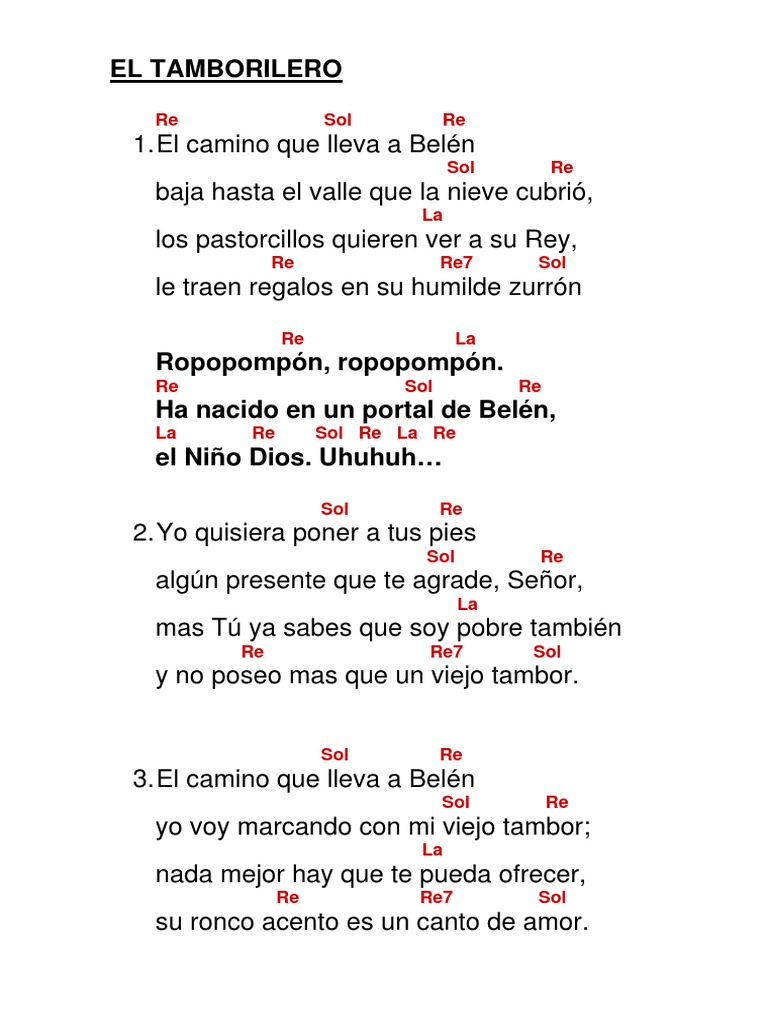 Navidad Tamborilero Acordes PDF | PDF