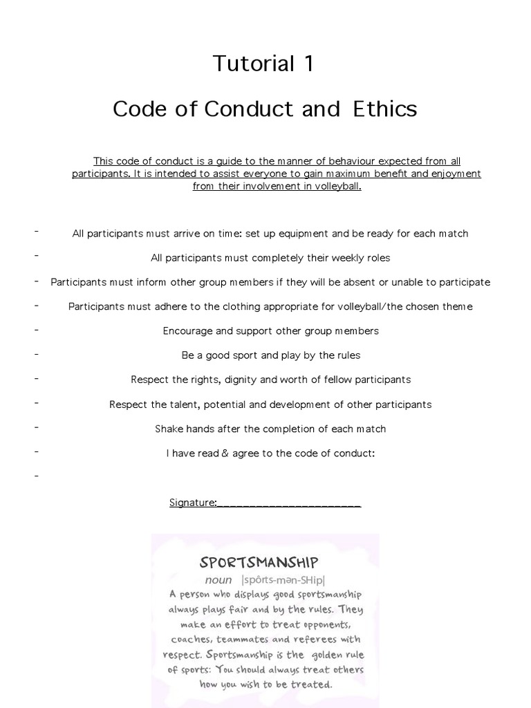 Volleyball Code of Conduct | PDF