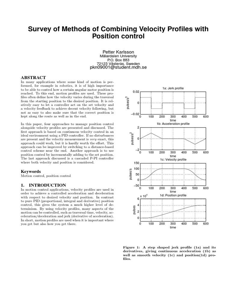 Survey of Methods of Combining Velocity Profiles With Position Control ...