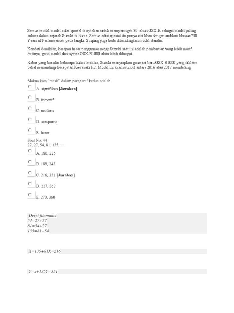 Contoh Soal Dan Jawaban Tes Intelegensi | PDF