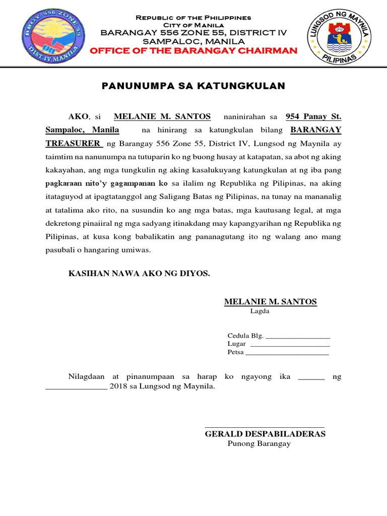 Panunumpa-Sa-Katungkulan 556 ZONE 55