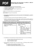 Aspect Impact Register | Metal Fabrication | Mechanical Engineering