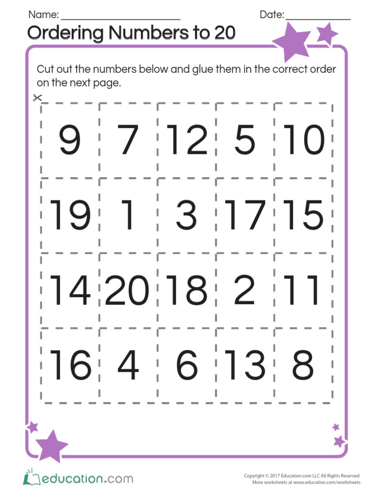 Ordering Numbers To 20 | PDF