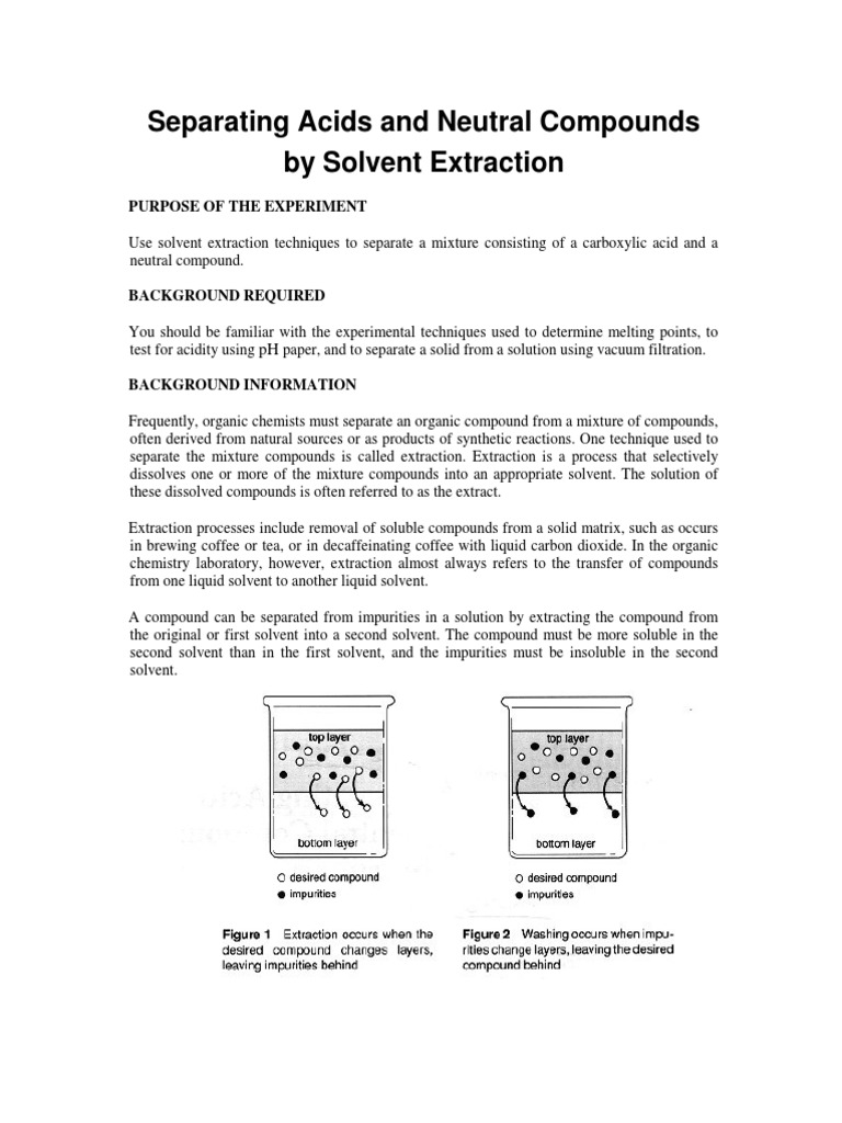 Separating Acids and Neutral Compounds by Solvent Extraction 705 | PDF ...