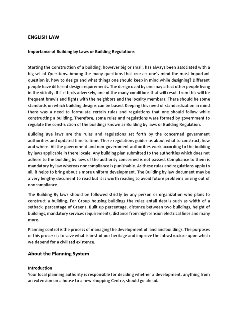 Importance of Building by Laws or Building Regulations | PDF ...