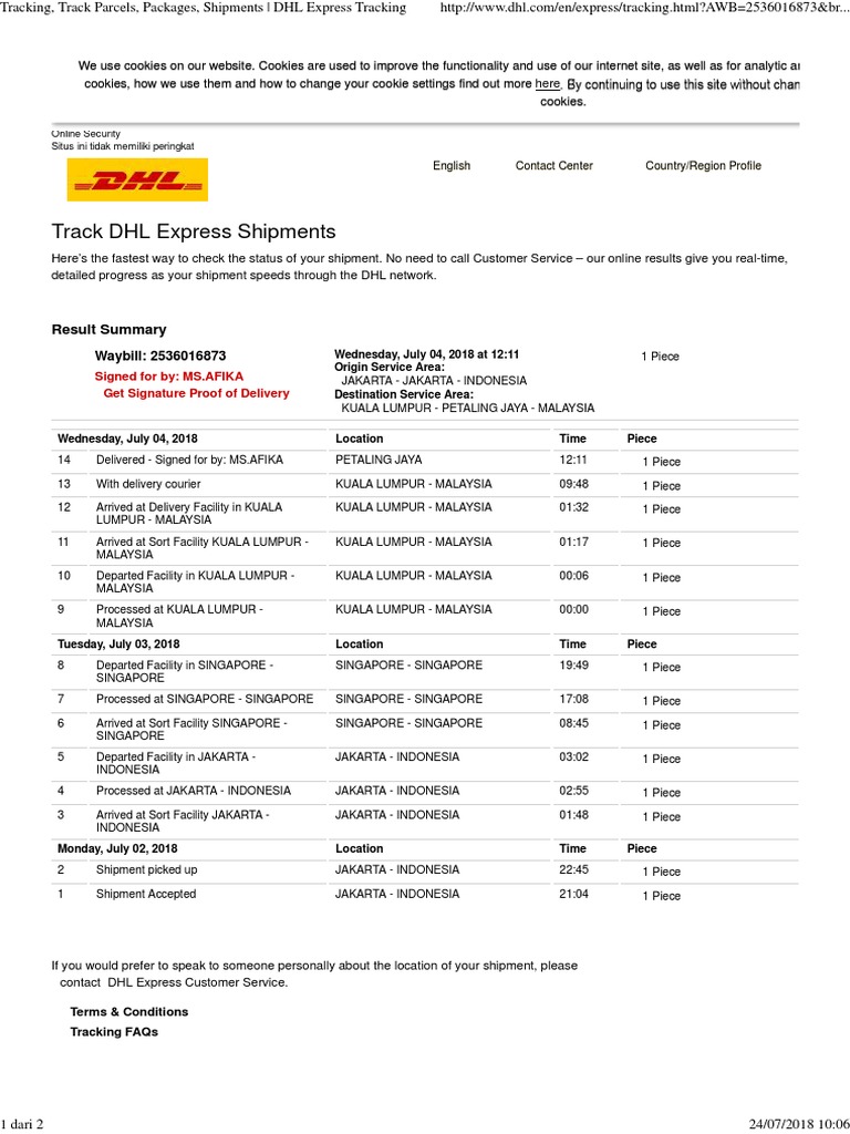 Tracking, Track Parcels, Packages, Shipments - DHL Express Tracking ...