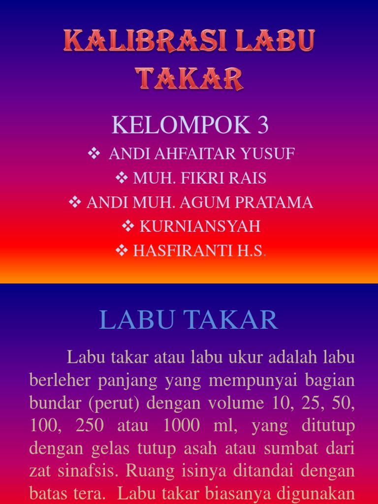 Fungsi dan Kalibrasi Labu Takar | PDF