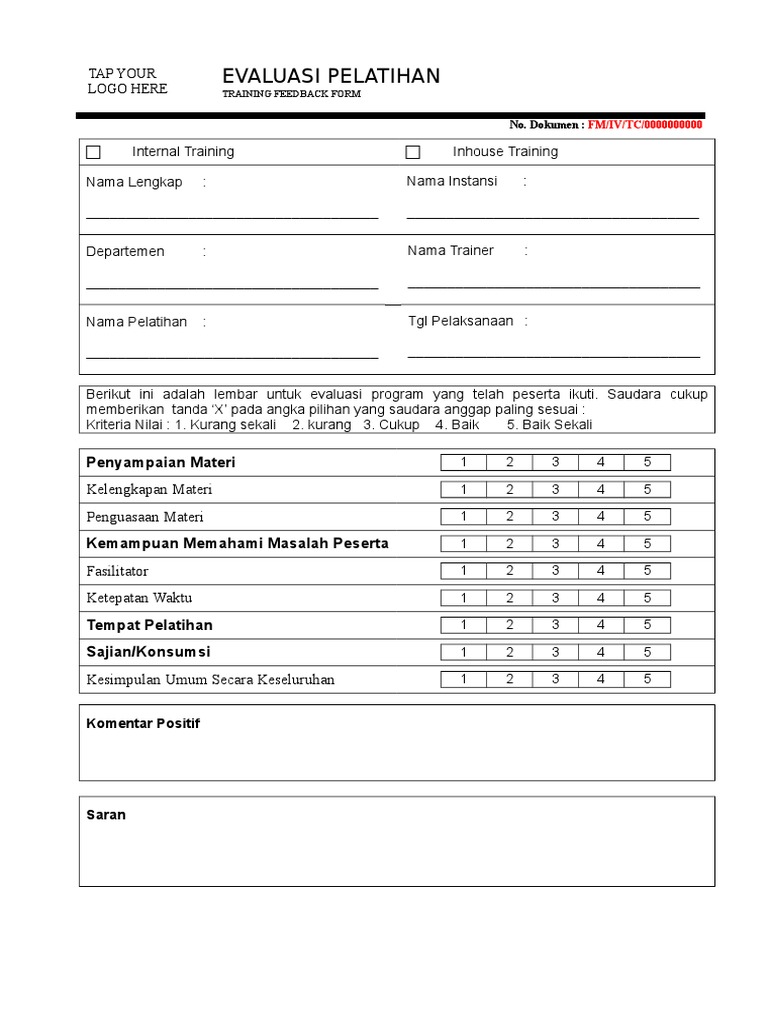 Training Feedback Form Evaluation | PDF