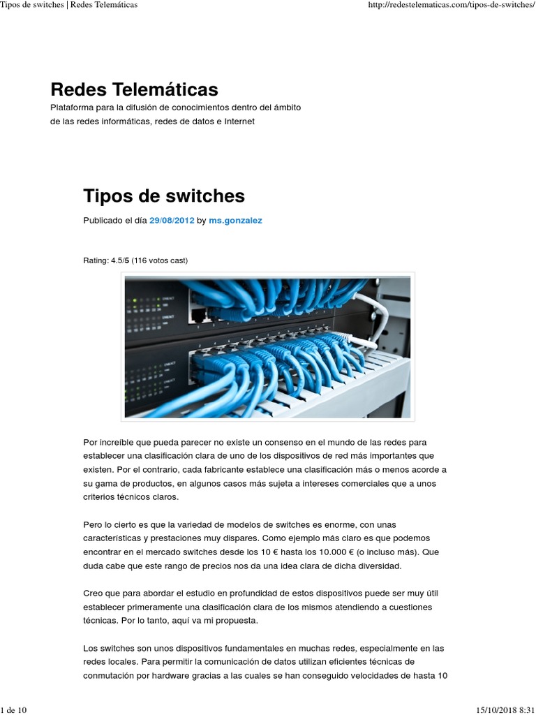 Tipos de Switches | PDF | Conmutador de red | Ethernet