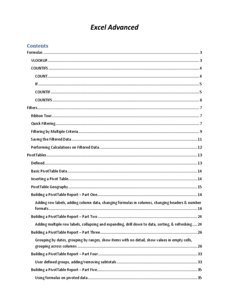 Excel Advanced Training Packet | PDF | Computer Data | Software