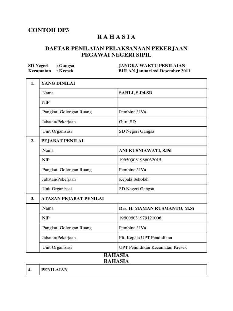 Contoh DP3 | PDF | Karier & Perkembangan