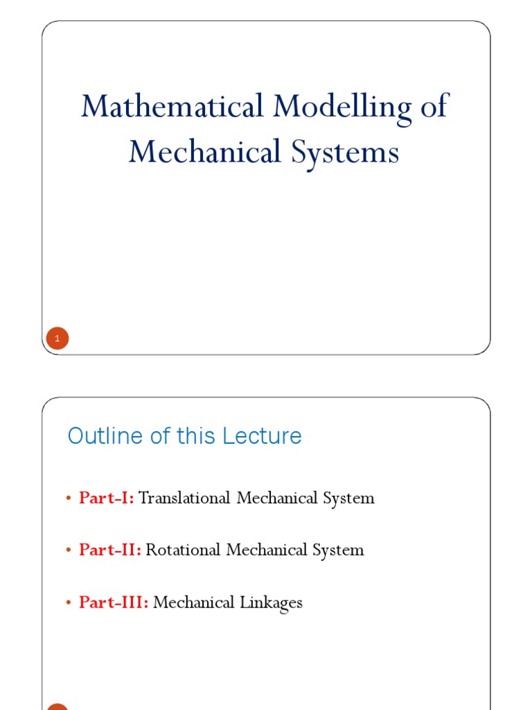 MathModellingOfMechanicalSystems PPT PDF | PDF | Torque | Gear