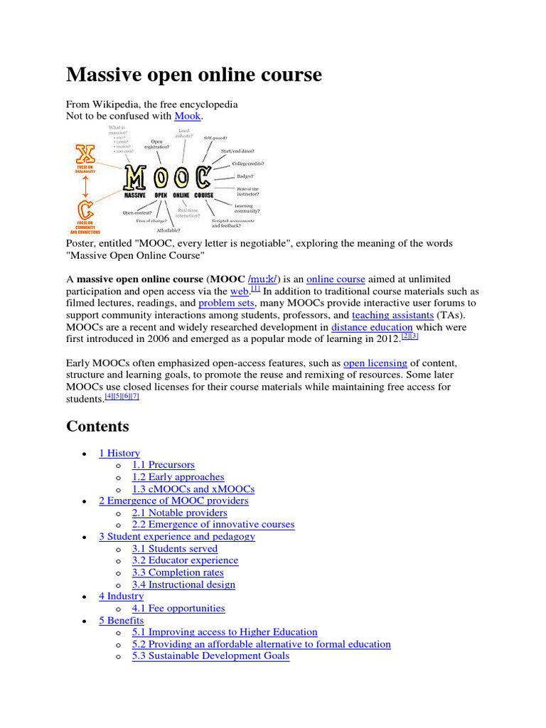 MOOC Massive Open Online Course Overview | PDF | Massive Open Online ...