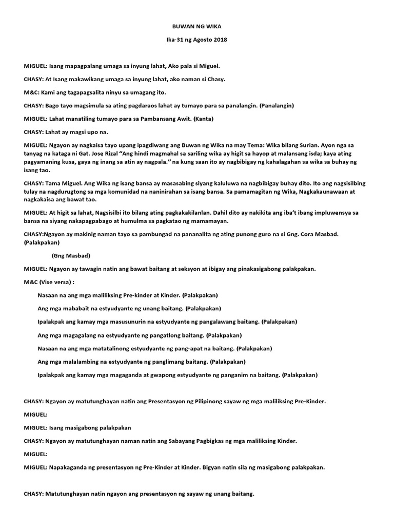 Buwan NG Wika Script | PDF