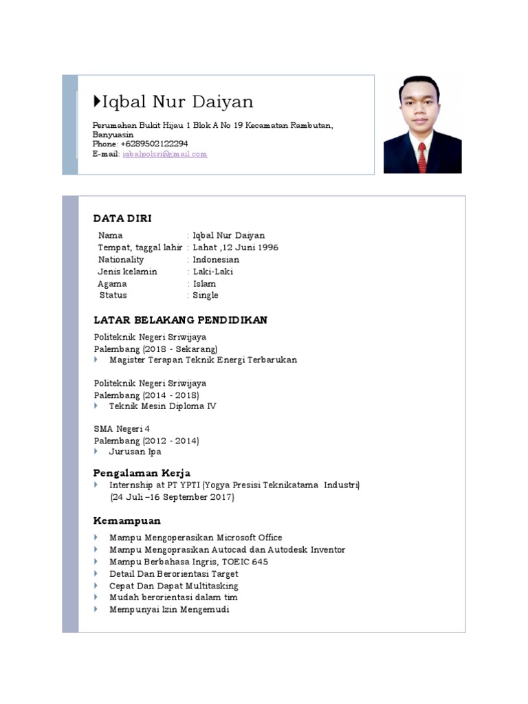 Biodata Iqbal Nur Daiyan | PDF