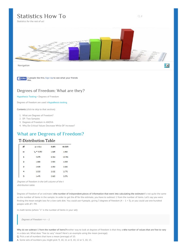 Statistics How To: What Are Degrees of Freedom? | PDF | Degrees Of ...