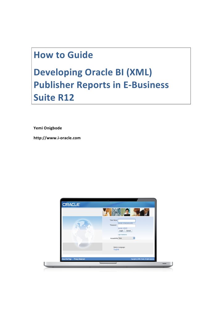 Developing Oracle Bi Xml Publisher Reports In E Business Suite R12 Pdf Xml Oracle Database