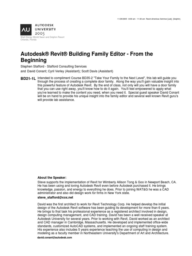 Revit Family Editor Tutorial | PDF | Autodesk Revit | Door