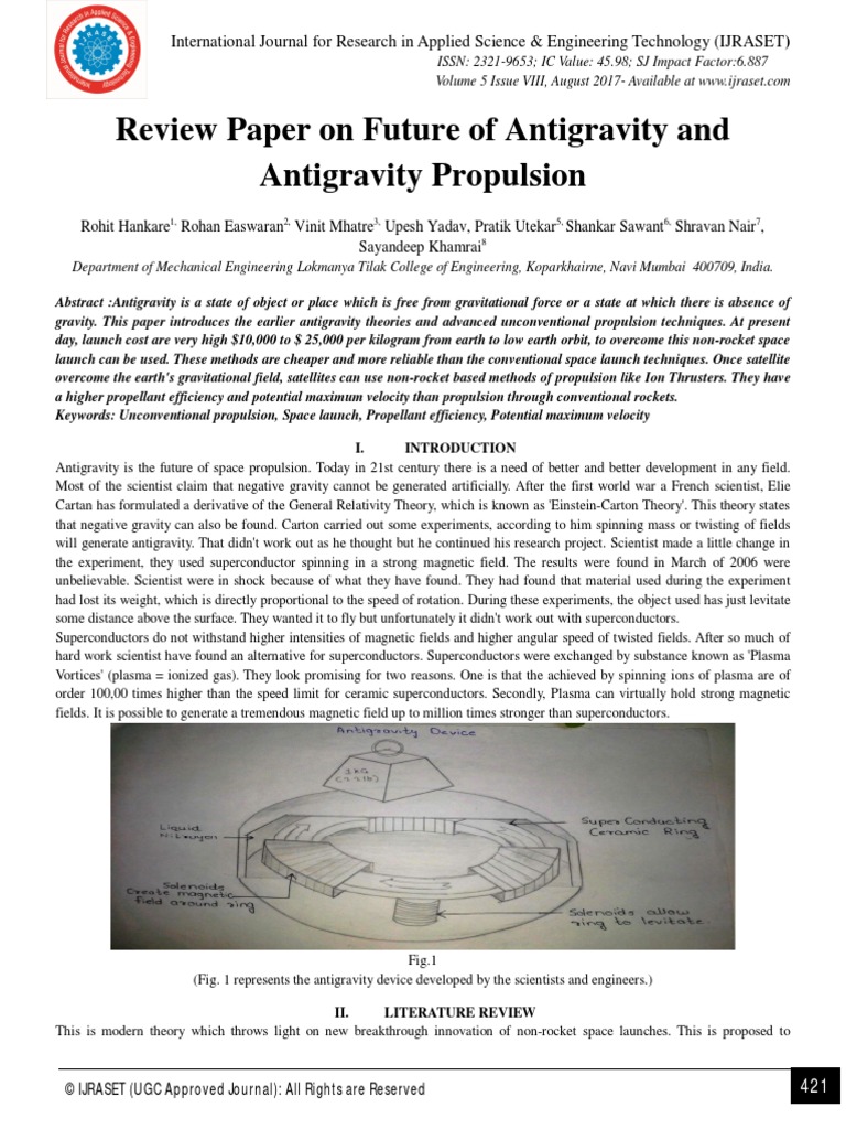 Review Paper On Future of Antigravity and Antigravity Propulsion | PDF ...