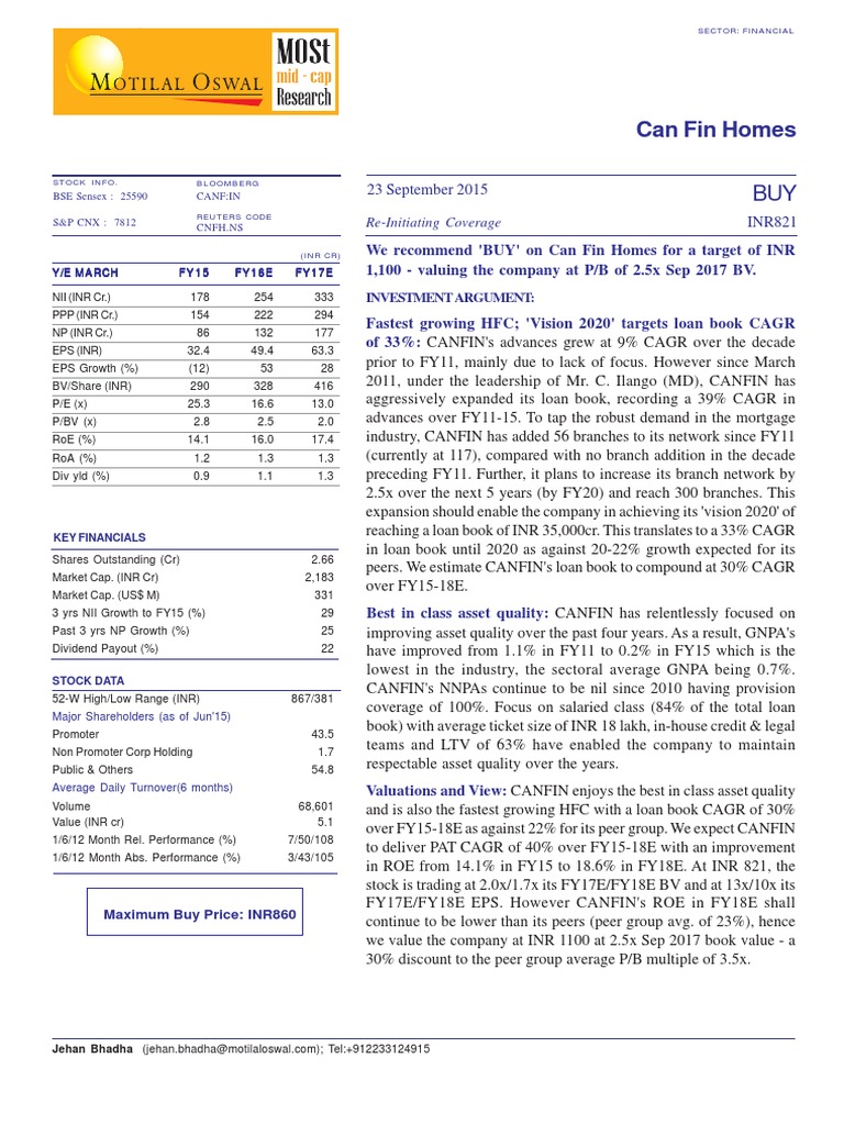 Can Fin Homes: Investment Argument | PDF | Financial Analyst ...