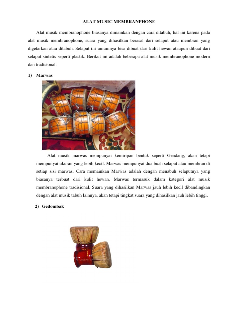 Contoh Alat Musik Membranophone Modern | PDF | Griya & Taman | Seni