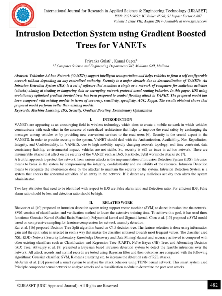 Intrusion Detection System Using Gradient Boosted Trees For VANETs | PDF | Receiver Operating ...