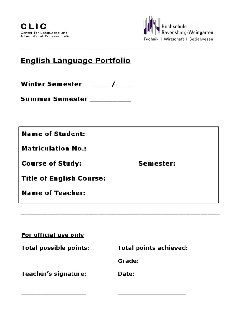 Portfolio Deckblatt | PDF