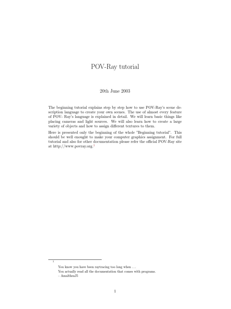 Povray Tutorial Pdf Cartesian Coordinate System Color