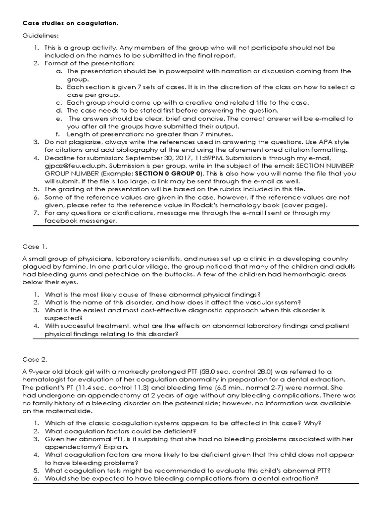Finals Case Study | PDF | Bleeding | Platelet
