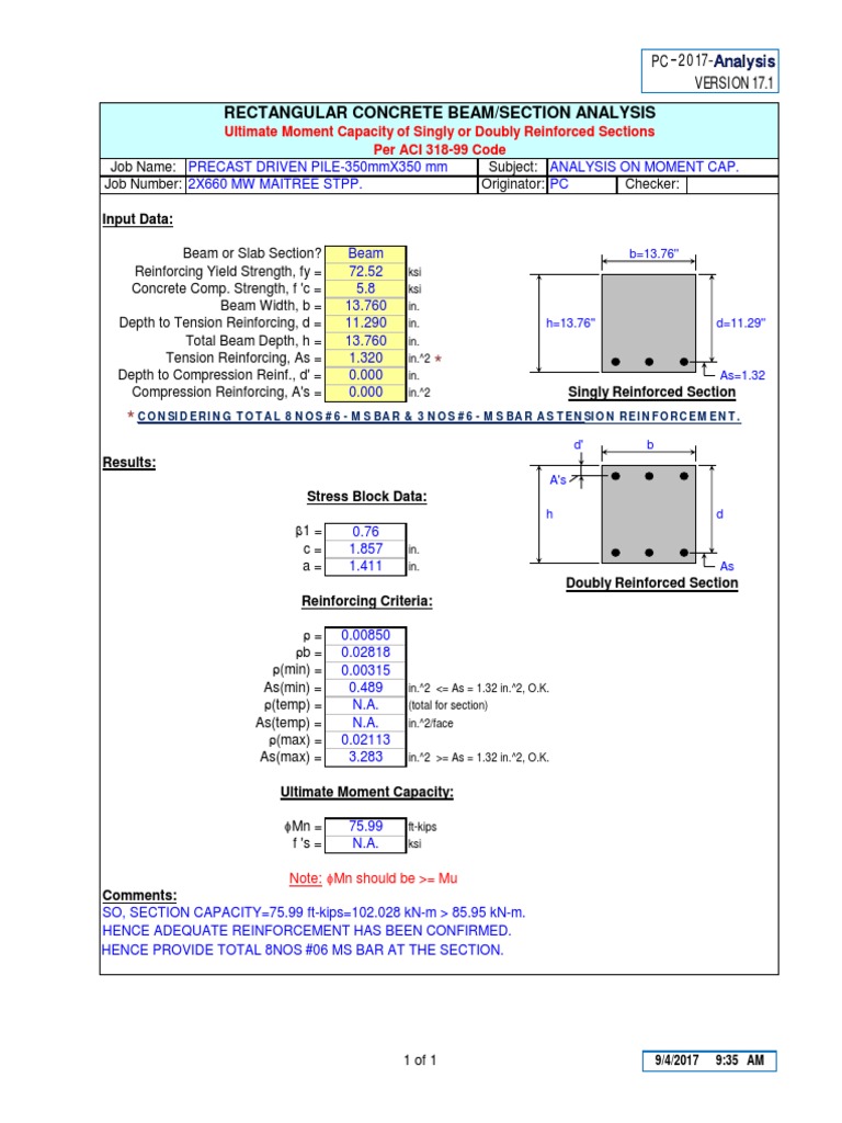 Analysis of the Ultimate Moment Capacity of a Singly Reinforced ...