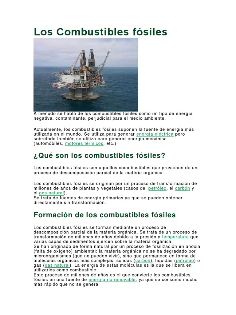 Formación y tipos de combustibles fósiles | PDF | Combustibles ...