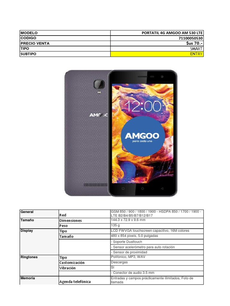 Amgoo Am530 Lte PDF | Descargar gratis PDF | 3 G | Tecnología móvil