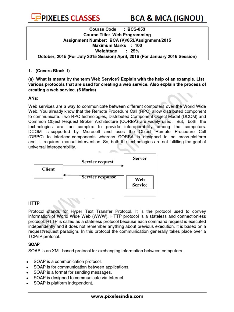 Web Programming Assignment BCS-053 | PDF | Soap | Web Service