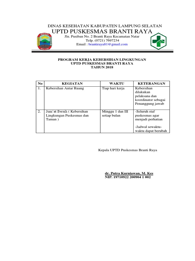 2.1.4. Program Kerja Kebersihan Lingkungan | PDF