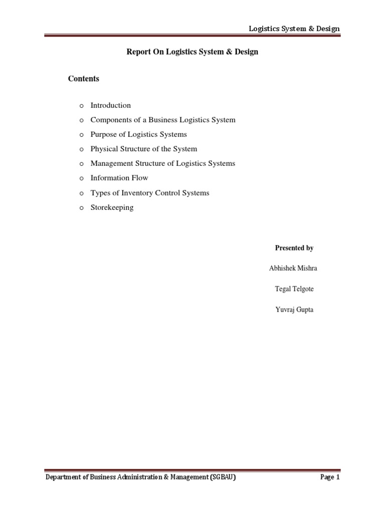 Logistics System Overview and Design | PDF | Logistics | Shelf Life