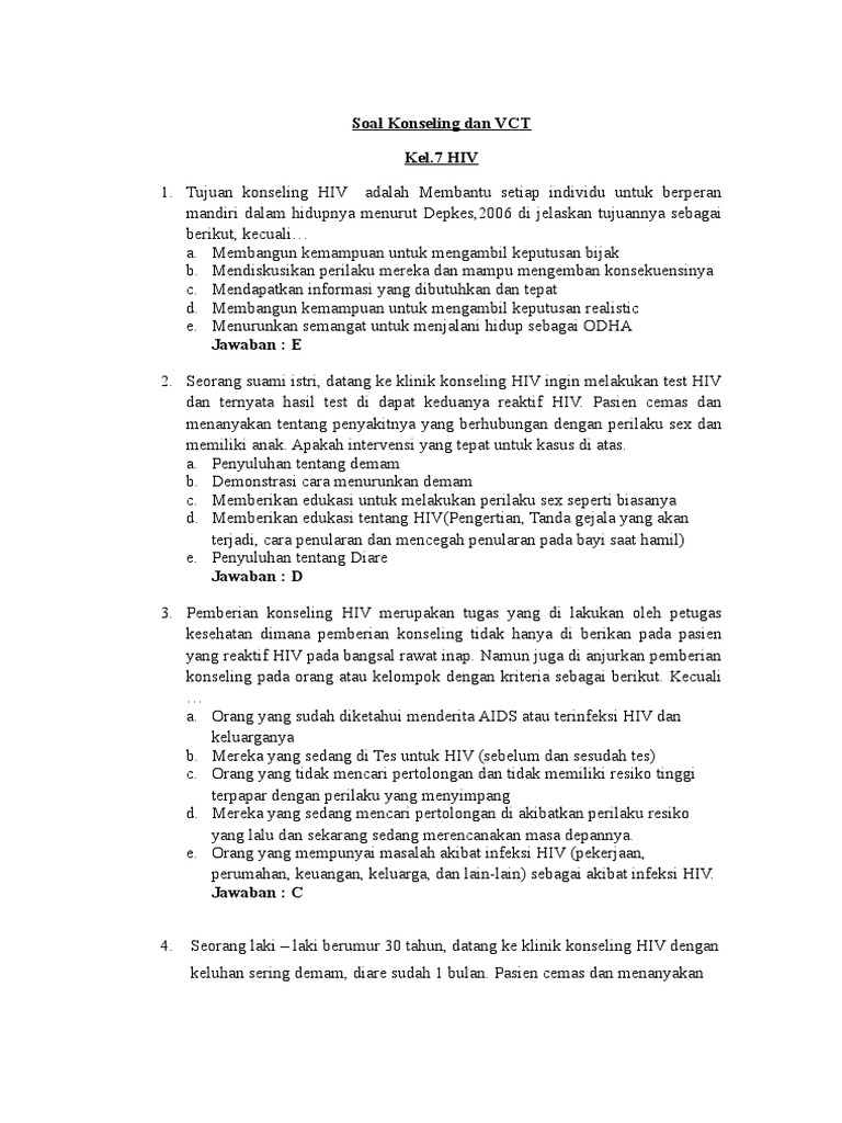 Kelompok 7 Soal Konseling Dan VCT | PDF