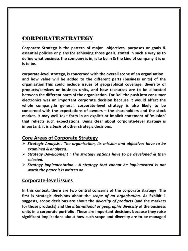 Core Areas of Corporate Strategy: Èc V ( (Èc V (Ècv | Download Free PDF ...
