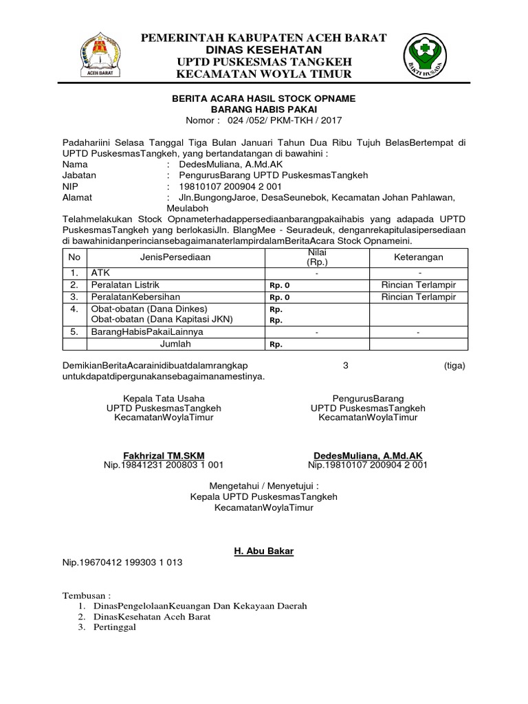 Berita Acara Stock Opname | PDF