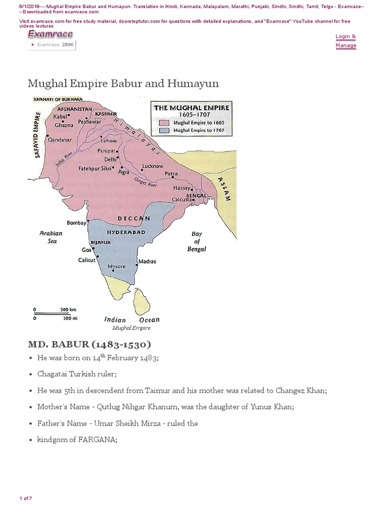 Empire of Babur and Humayun PDF | PDF | Timurid Dynasty