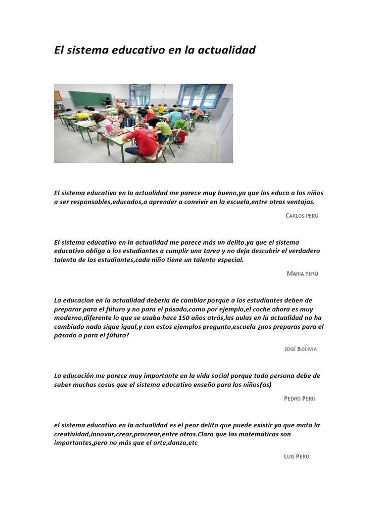 El Sistema Educativo en La Actualidad | PDF