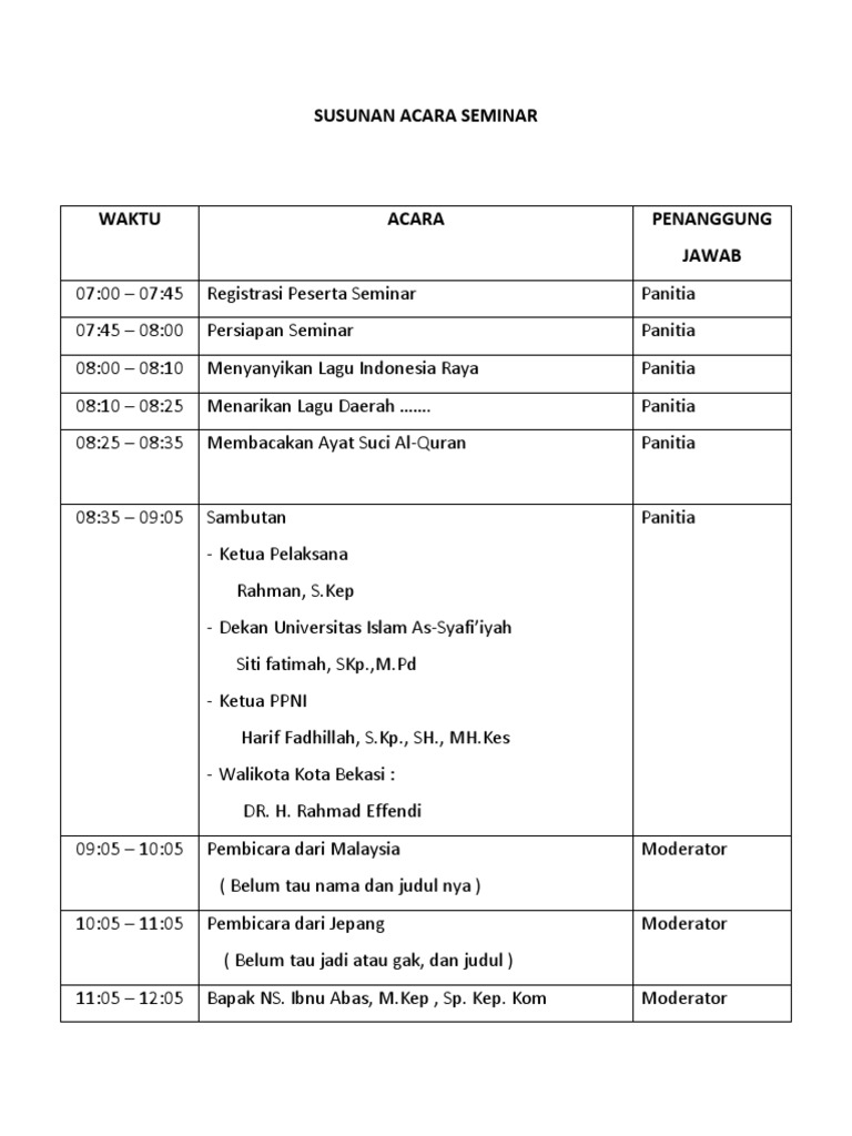 Susunan Acara Seminar Internasional | PDF