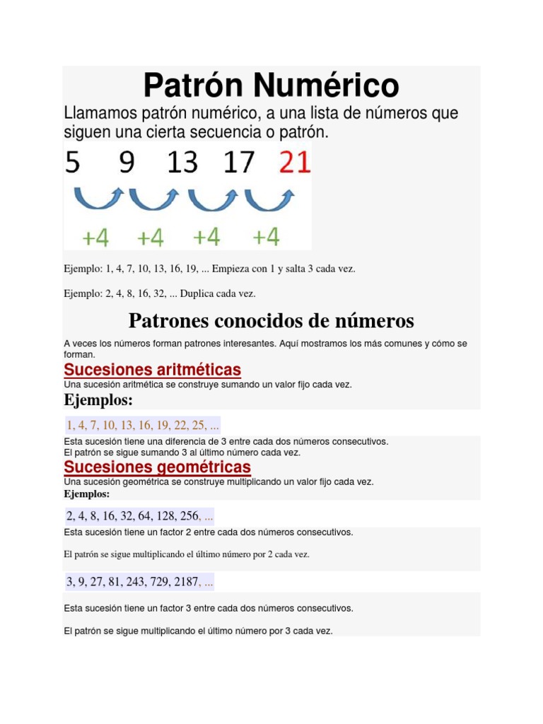 Patrón Numérico | PDF | Enseñanza de matemática | Science