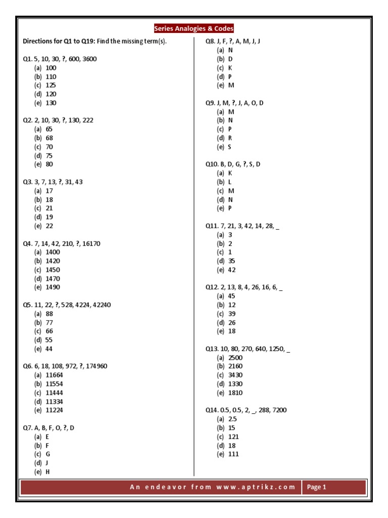 Series Analogy & Codes | PDF
