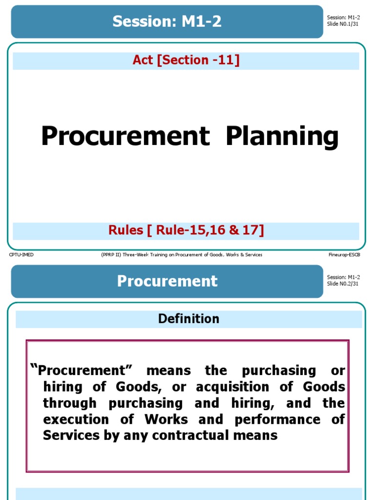 Procurement Planning Training Overview | PDF | Procurement | Business